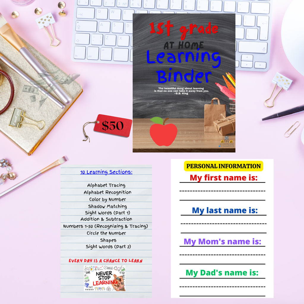 1st Grade Learning Binder – Vee's Professional Services, LLC