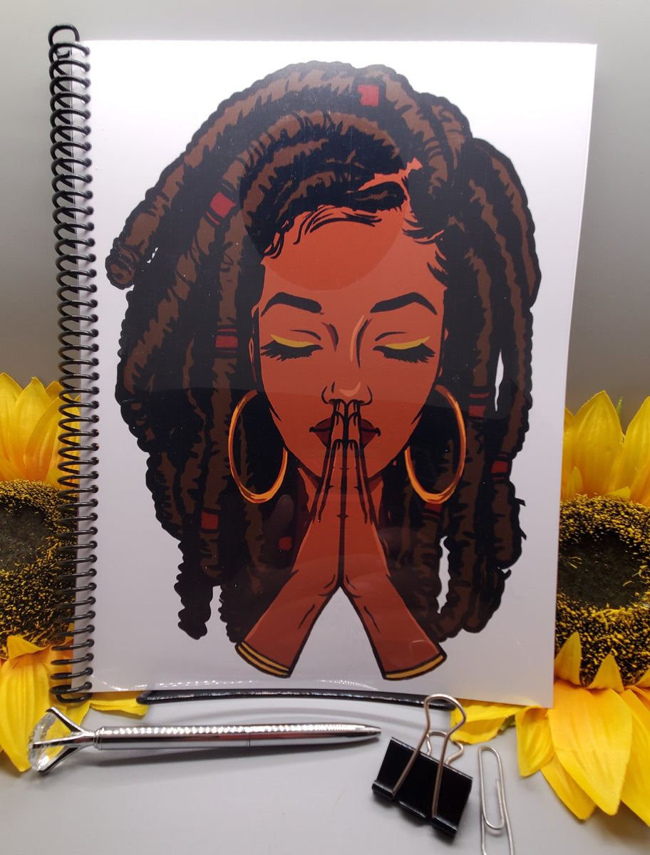 Sister with Locs Praying Notebook – Vee's Professional Services, LLC
